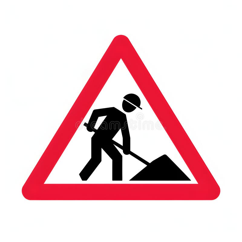Worker Warning Sign in Red Triangle Emphasizes Safety with Bold, Clear ...