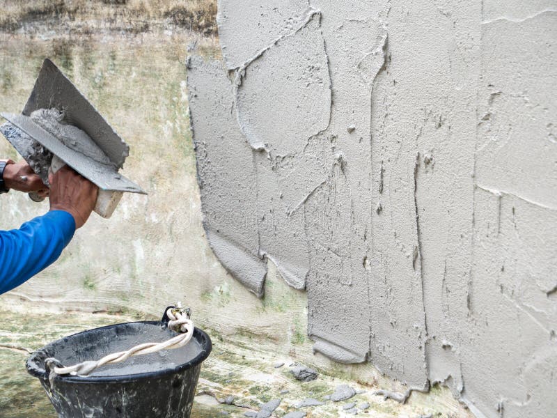 Worker Was Plastering the Wall of the Well Stock Image - Image of ...