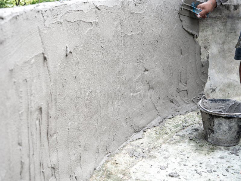 Worker Was Plastering the Wall of the Well Stock Photo - Image of soil ...