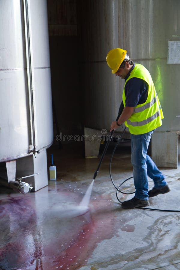 Worker Washing Industrial Site Stock Photo - Image of cleaning ...