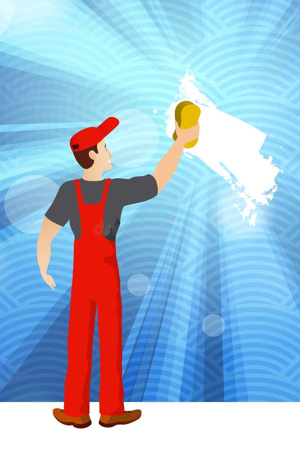 Worker washing wall stock vector. Illustration of glitter - 36698404