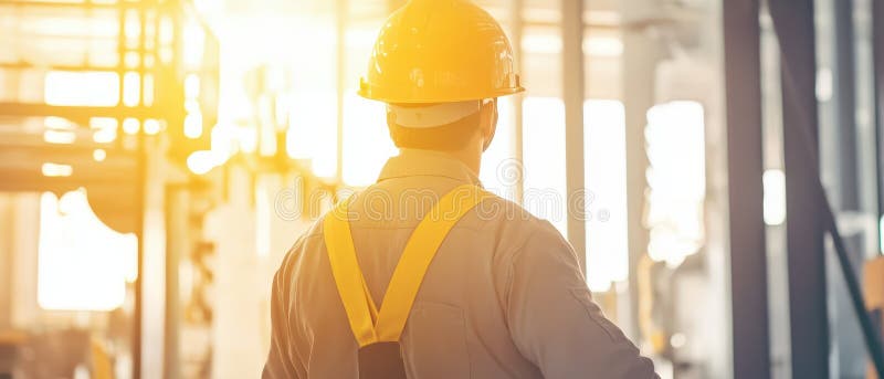 Worker Watching Project at Sunset Stock Image - Image of planning ...