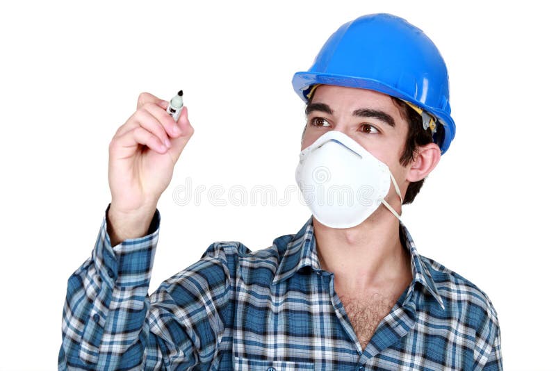 Worker wearing a face mask stock photo. Image of caucasian - 70060716