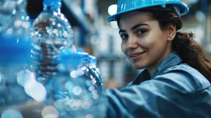A Worker Wearing a Hard Hat Holds a Bottle of Water, Potentially for ...