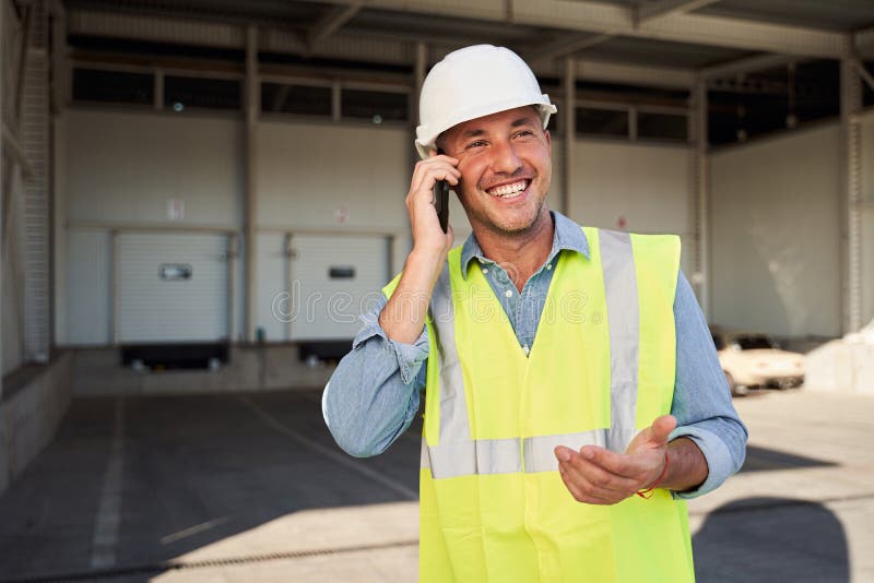 Engineer Talking on Telephone Stock Image - Image of people, storehouse ...