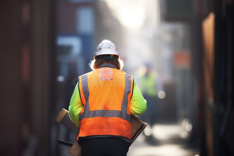 Worker Wearing a Hi-vis Vest Carrying a Clipboard Stock Illustration ...