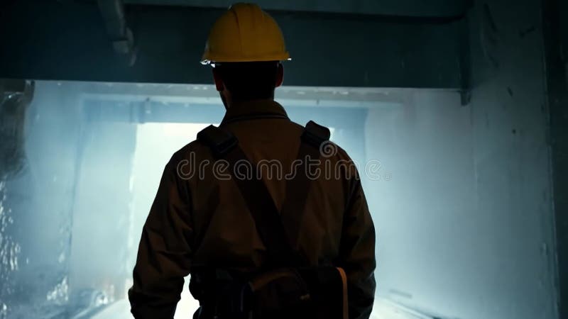 A Construction Worker Wearing a Protective Helmet Inside Building ...