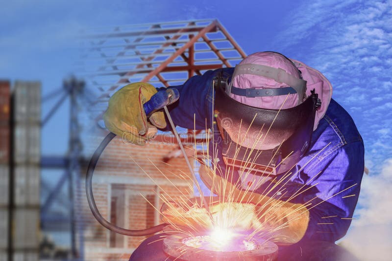 Welder is Welding Construction. Stock Photo - Image of laborer, flame ...