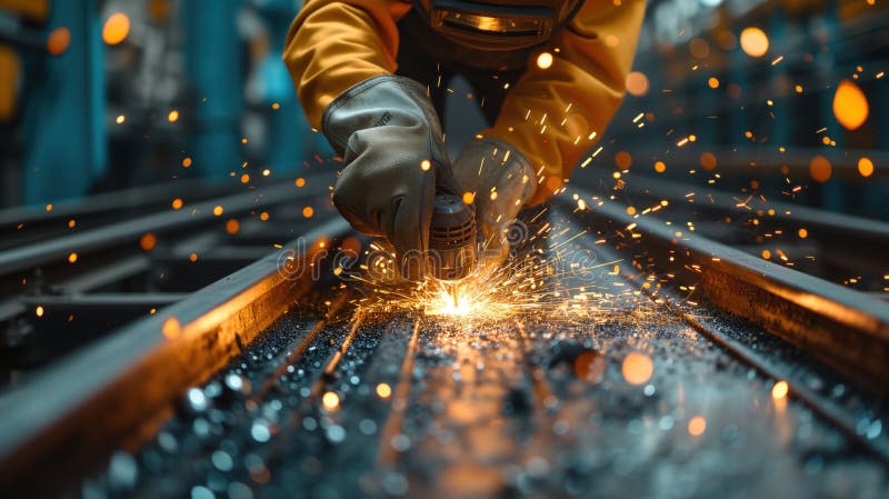 Worker Welder at Work Factory Interior Stock Illustration ...
