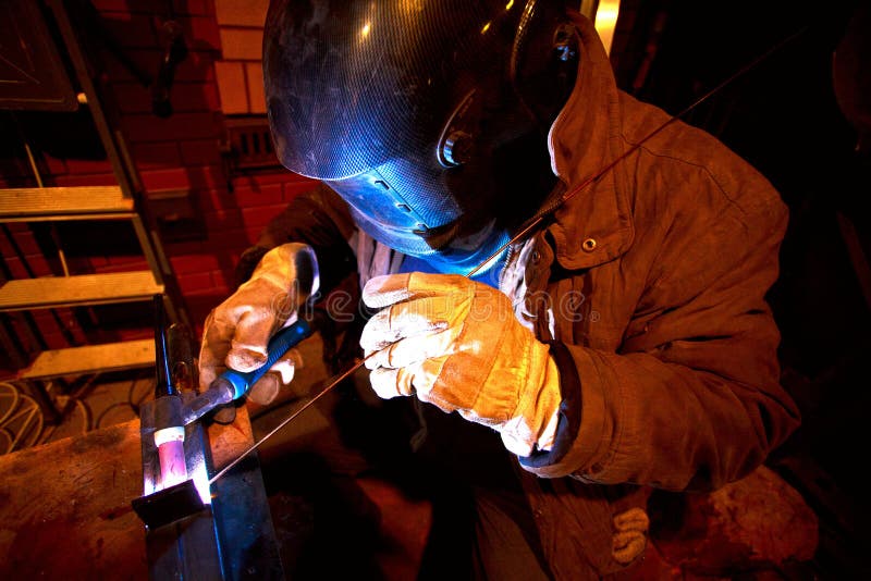 Worker Welding Construction by Stock Image - Image of industrial ...