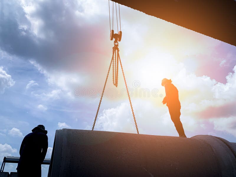 Loading Concrete Pipe on the Trailer Stock Image - Image of outdoor ...