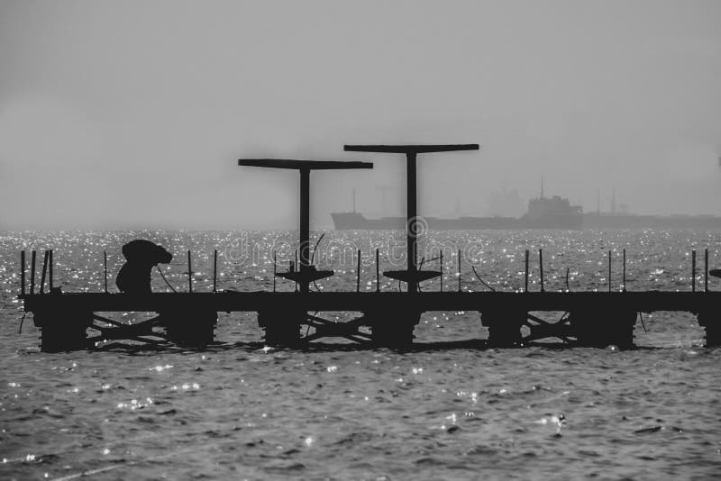 Worker in the wharf stock photo. Image of pier, nautical - 192041956