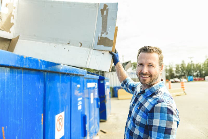 Worker Who Recycling Cardboard on Recycle Center Stock Image - Image of ...