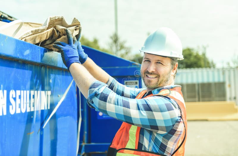 Worker Who Recycling Cardboard on Recycle Center Stock Photo - Image of ...