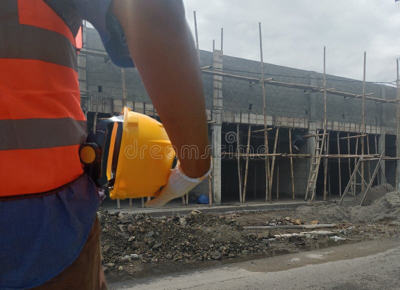 A Worker Will Start at the Worksite the Contruction Site Stock Photo ...