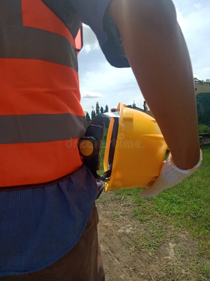 A Worker Will Start at the Worksite the Contruction Site Stock Photo ...