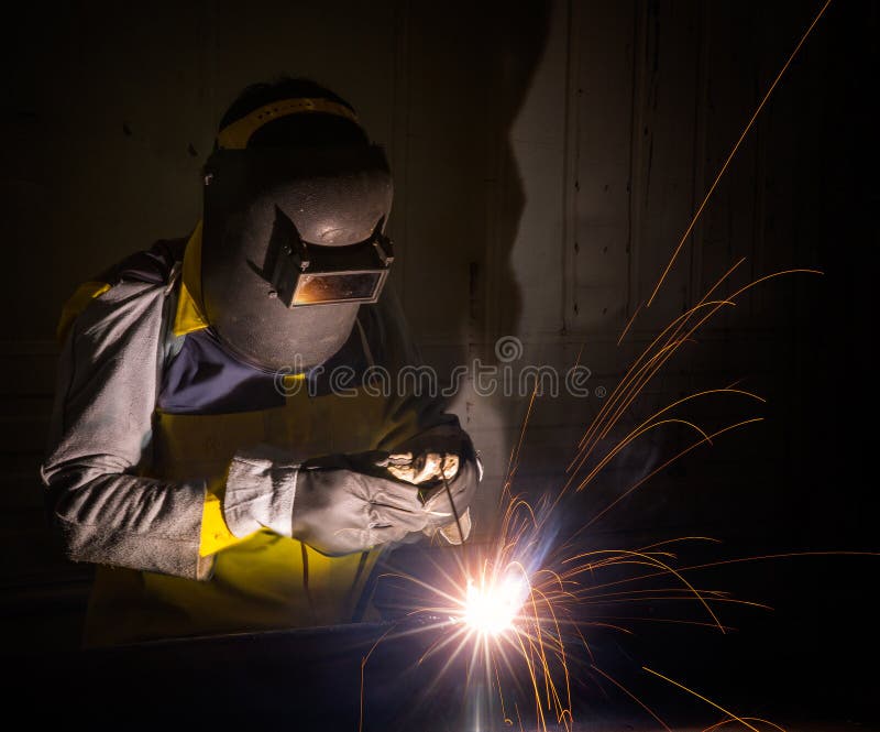 Worker Work Hard with Welding Process Stock Image - Image of power ...