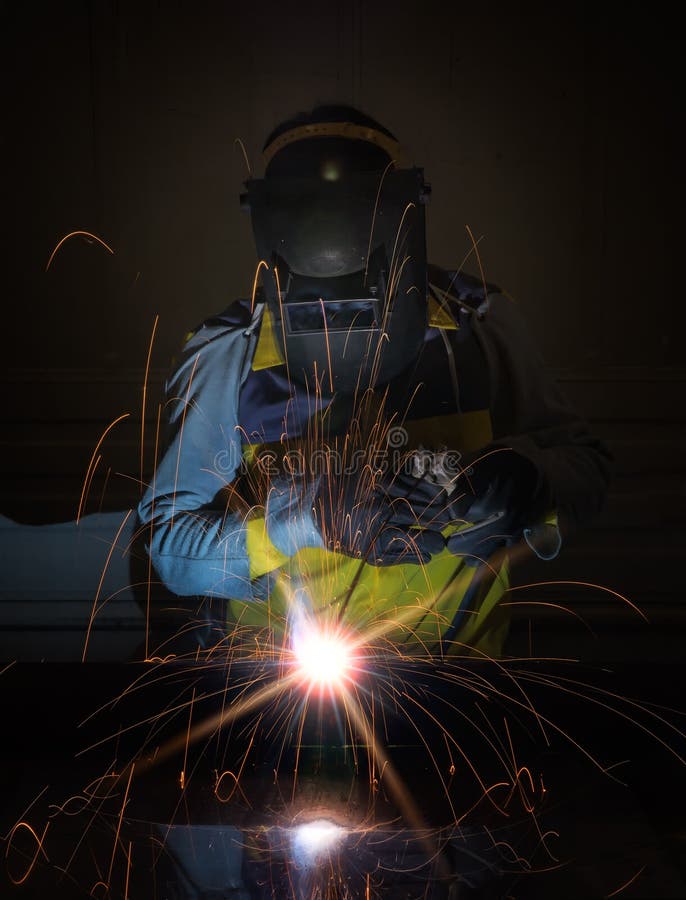 Worker Work Hard with Welding Process Stock Photo - Image of built ...