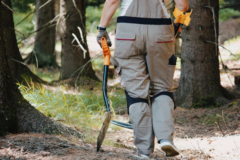Worker in a Work Uniform Doing His Job in the Forest Stock Photo ...
