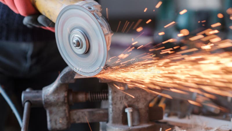 Worker Working with a Circular Grinder Stock Photo - Image of ...