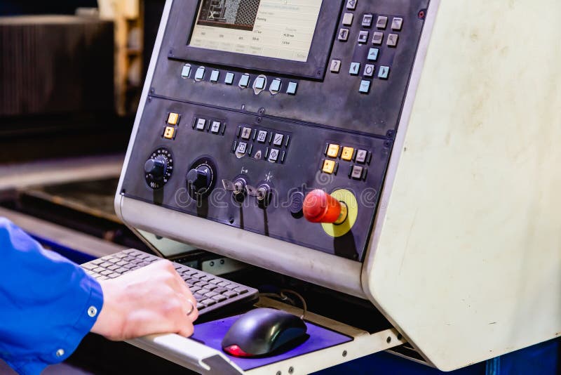 Worker Working with Cnc Machine at Workshop Stock Photo - Image of ...
