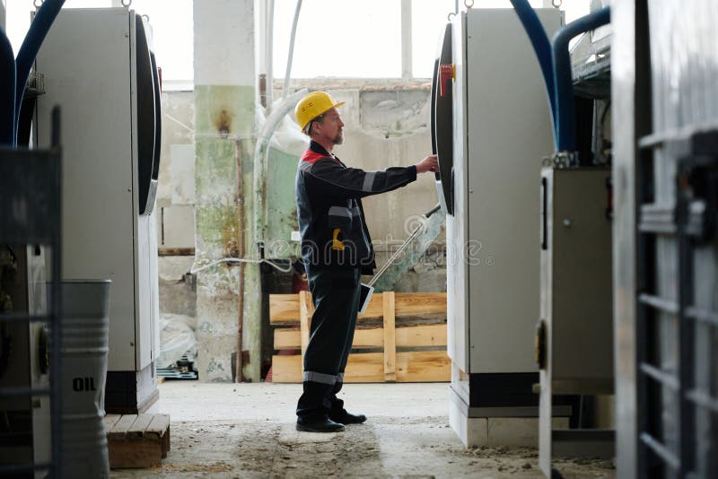 Worker Working on Computer of Machine Stock Image - Image of ...