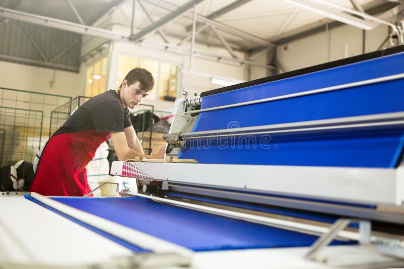 Worker Working in Fabric Industry Stock Image - Image of fabrication ...