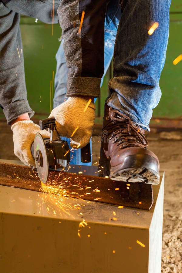 Worker Working of a Grinding Machine Stock Image - Image of steel ...