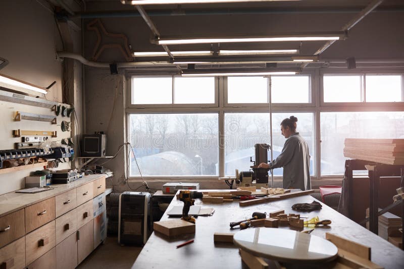 Worker Working on Lathe in Workshop Stock Photo - Image of modern ...