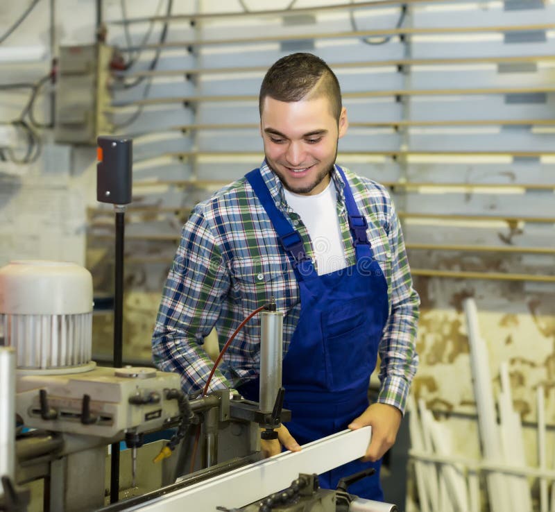 Worker Working on a Machine in PVC Shop Stock Image - Image of ...
