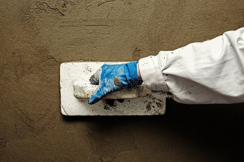 Worker Working Manual with Wall Plastering Tools Stock Photo - Image of ...
