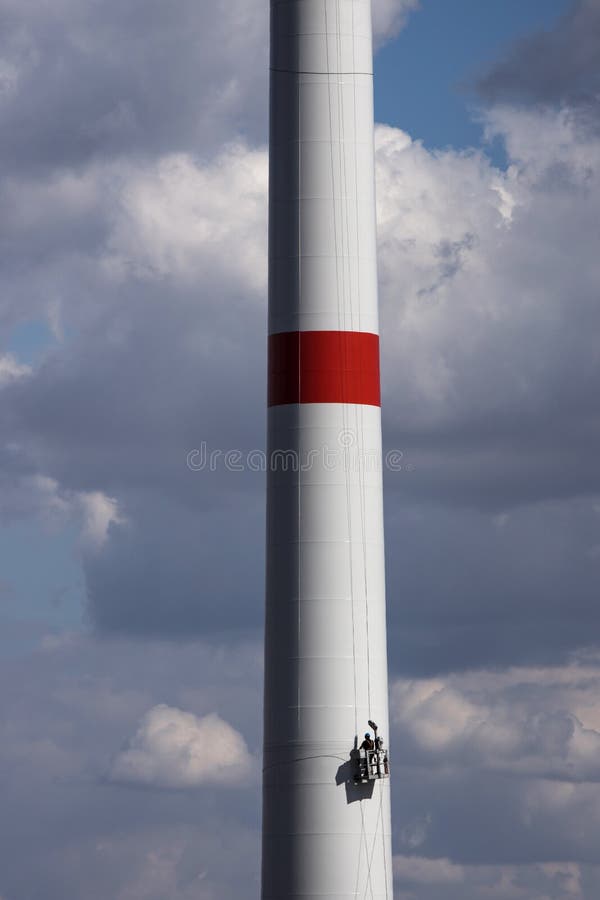 Worker Working on a Modern Wind Turbine Tower Editorial Stock Image ...