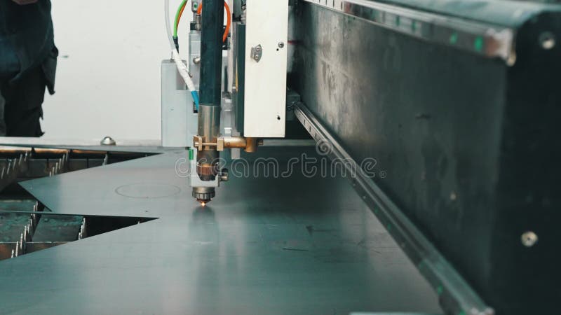 Worker on Workplace of Laser Cutting Complex for Metal Stock Footage ...