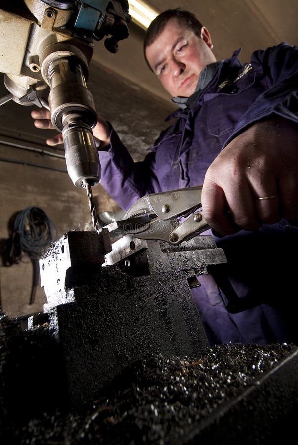 Worker Works with Industrial Drill Stock Image - Image of people ...