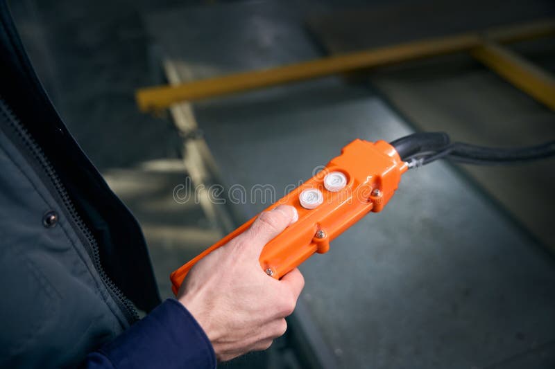 Worker in the Workshop Holds in His Hands Control Panel Stock Photo ...