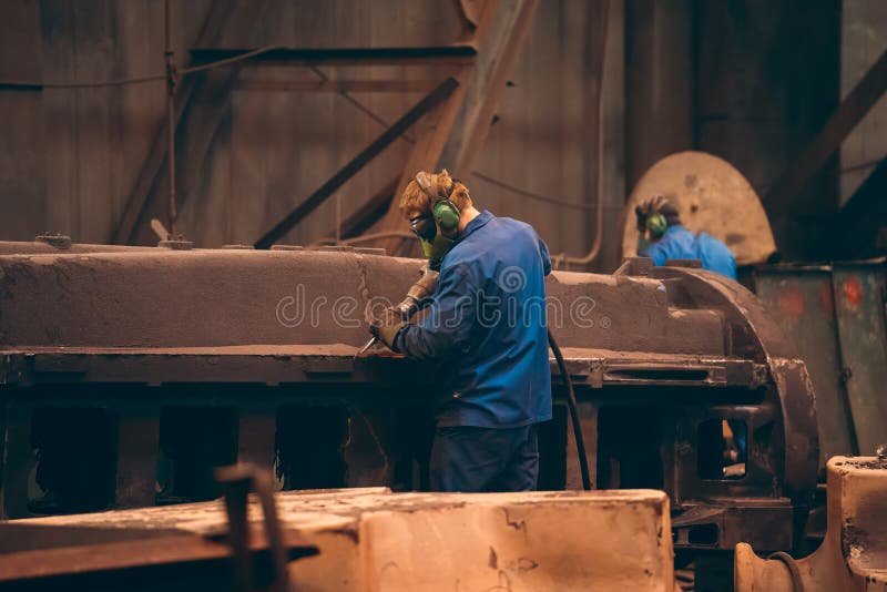 Worker at Workshop with Circ Saw Stock Photo - Image of mechanical ...