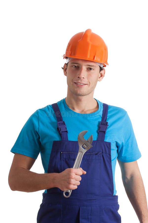 Worker with wrench stock image. Image of adjustable, handsome - 38148749