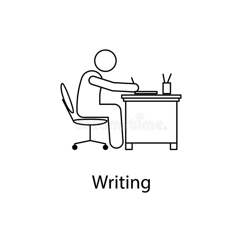 Worker is Writing Icon. Element Man in Front of a Computer in the ...