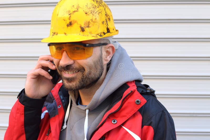 Worker with yellow helmet stock image. Image of working - 89133709
