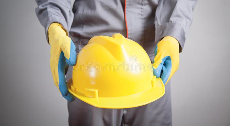 Worker with a Yellow Helmet Stock Image - Image of caucasian, employee ...