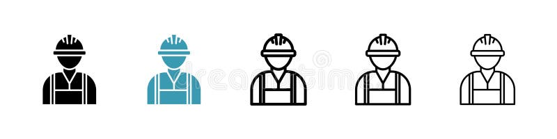 Workerline in Thin Line Black Color. Flat Simple Vector Symbols ...