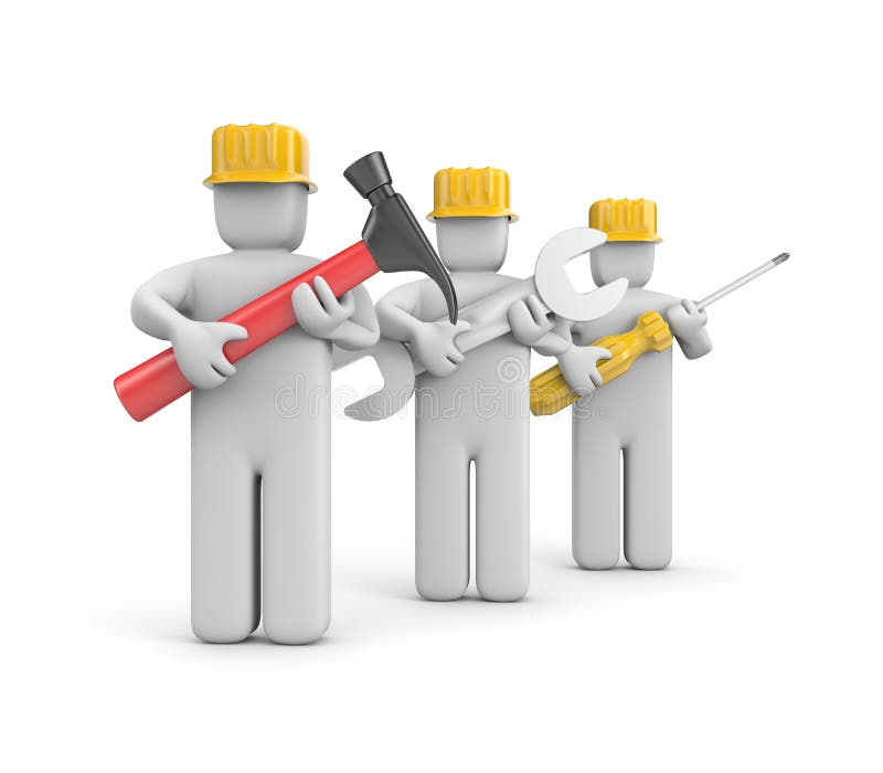 3D Workers - Team of work stock illustration. Illustration of plumber ...