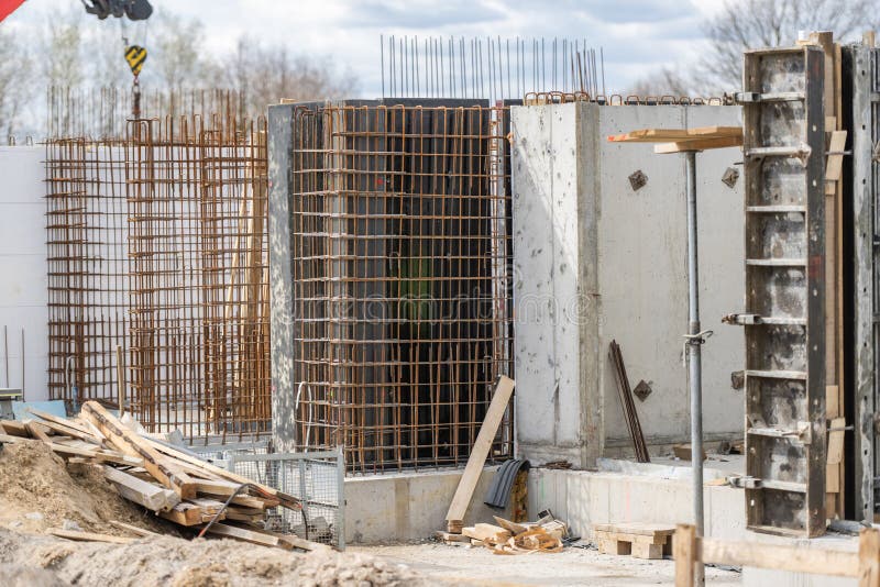 Construction Site Showing Concrete Structure and Steel Reinforcement ...