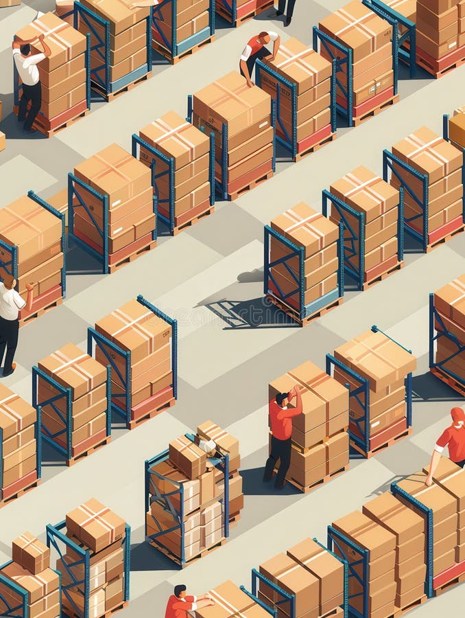 Workers are Actively Moving Boxes and Pallets Throughout a Spacious ...
