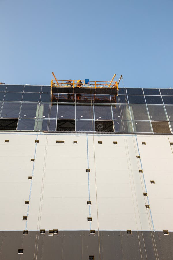 Workers on the Aerial Work Platform Stock Image - Image of helmet ...