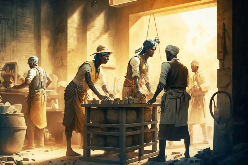 Workers of Ancient Egypt at Work. AI Stock Illustration - Illustration ...