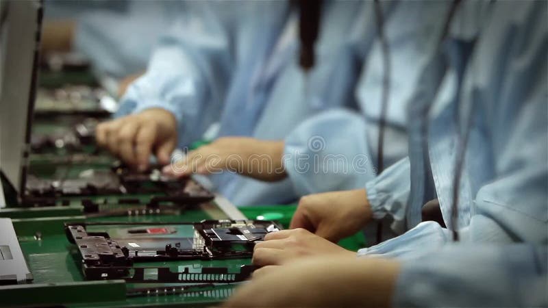 Workers Assembling Computers Timelapse Stock Footage - Video of green ...