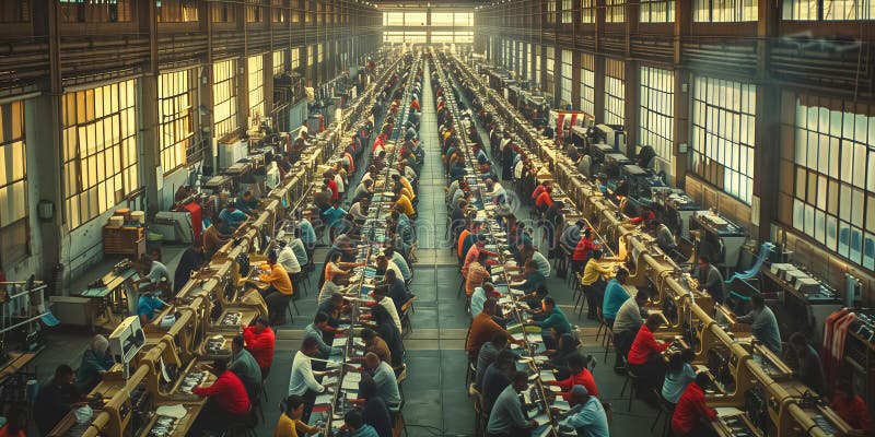 Workers on Assembly Line Contribute To Manufacturing through Efficiency ...