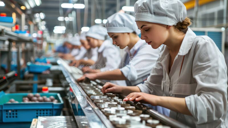 Workers on an Assembly Line Demonstrating High Process Stock ...