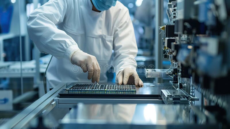 Workers on the Assembly Line Install Chips on Chips Stock Image - Image ...